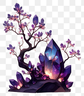 Crystal Covered Tree Branch - Crystal Tree With Blossoms PNG