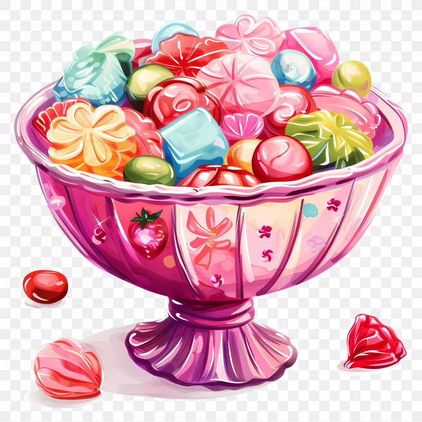 Candy Bowl - Glass Bowl Full Of Vibrant Candies, PNG, 3740x3748px ...