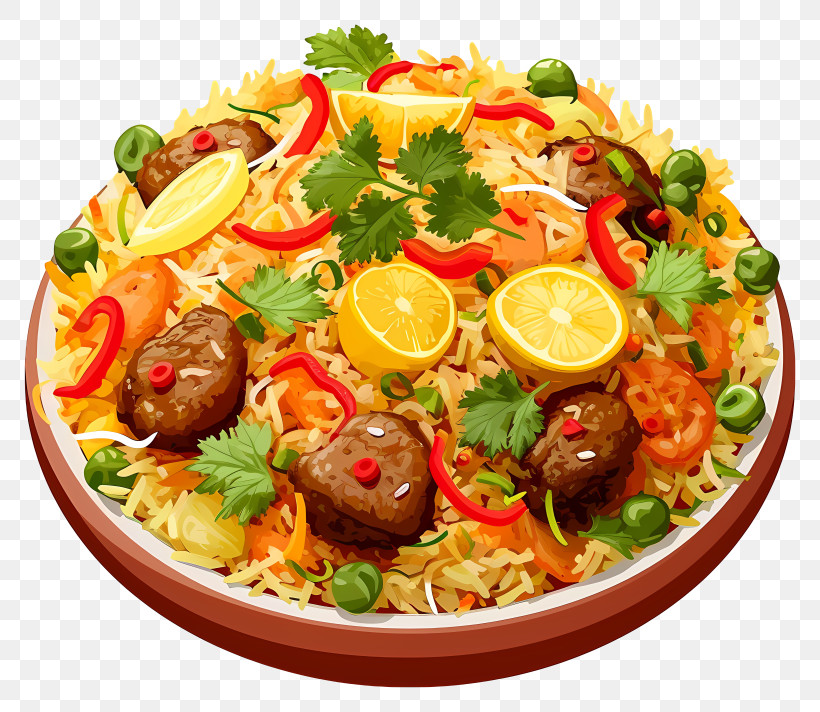 Flat Chicken Biryani - Delicious Biryani Dish, PNG, 4096x3560px, Flat ...