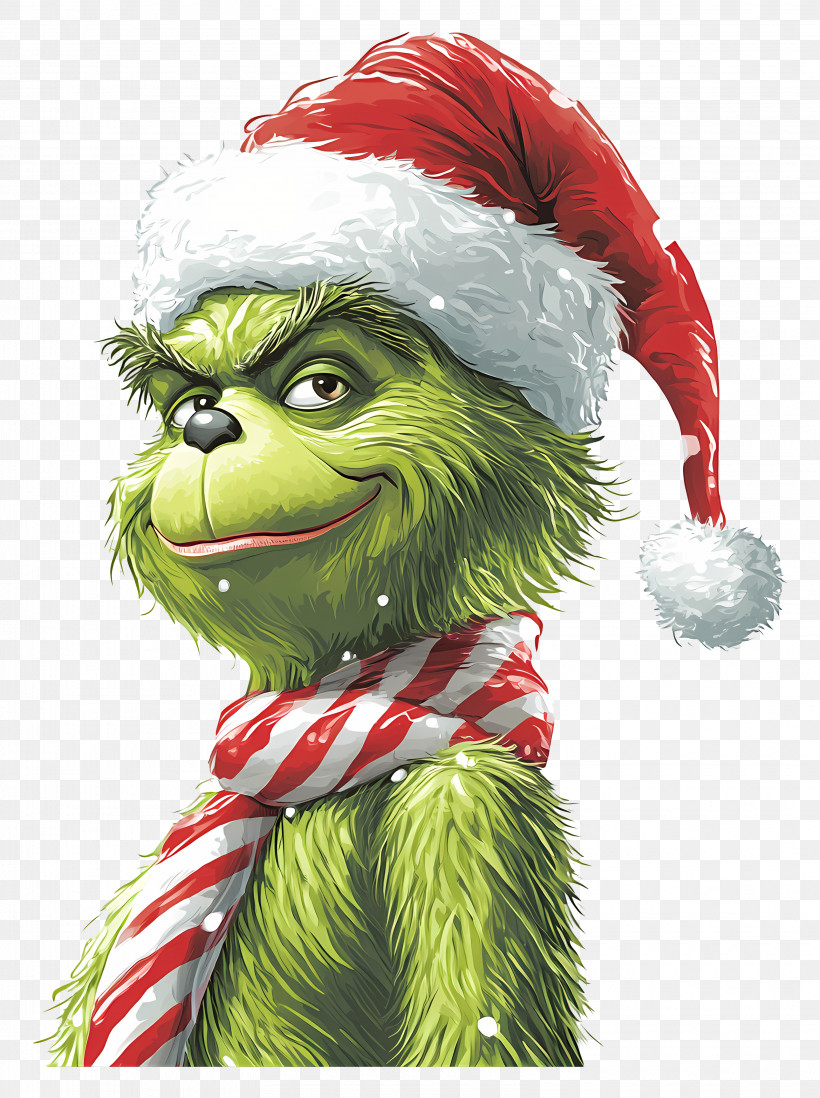 Christmas Grinch - Grinch Wearing A Santa Hat In Festive Mode, PNG ...
