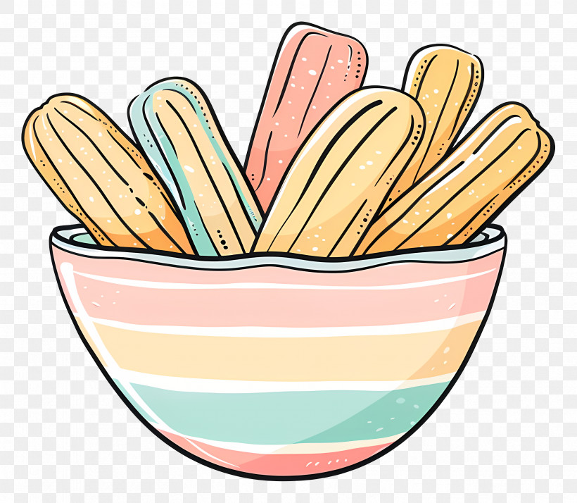 Colorful Churros In A Bowl - Churros In A Colorful Bowl Illustration ...