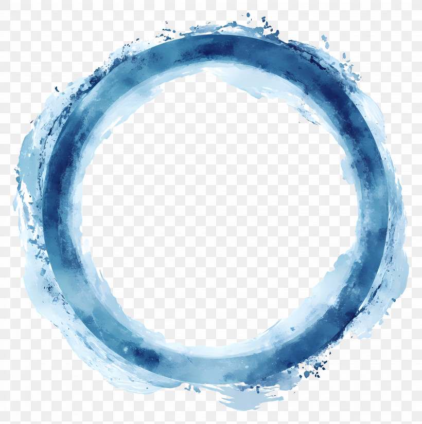 Blue Circle Frame - Blue Watercolor Circular Frame, PNG, 4108x4136px, Blue Circle Frame ...