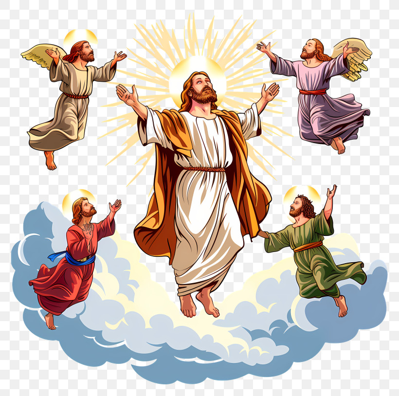Ascension Day - Jesus Christ Ascension With Angels Illustration, PNG, 4320x4292px, Ascension Day ...