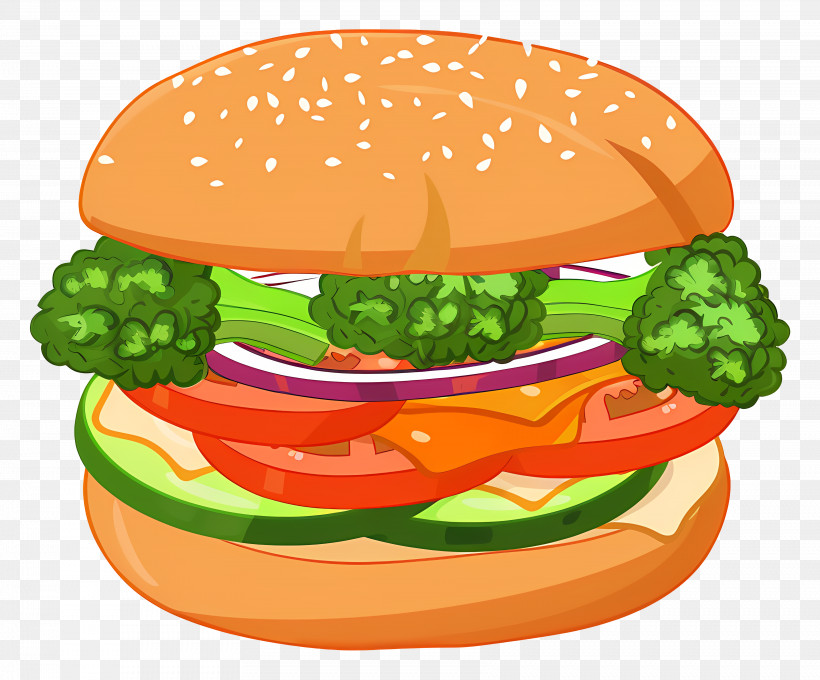 Veggie Burger - Vegetable-Loaded Cartoon Burger Illustration, PNG ...
