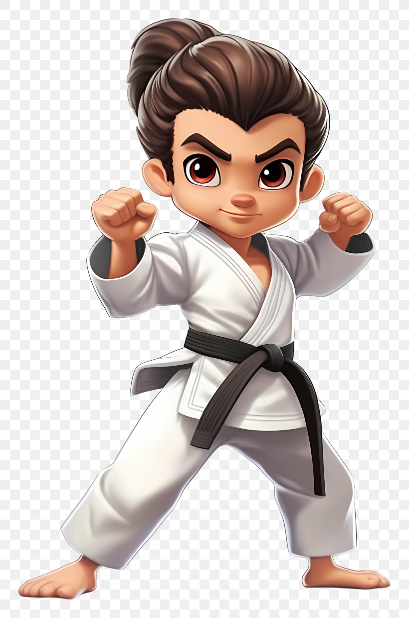 Karate Fighter - Cartoon Martial Arts Boy In Karate Gi, PNG ...