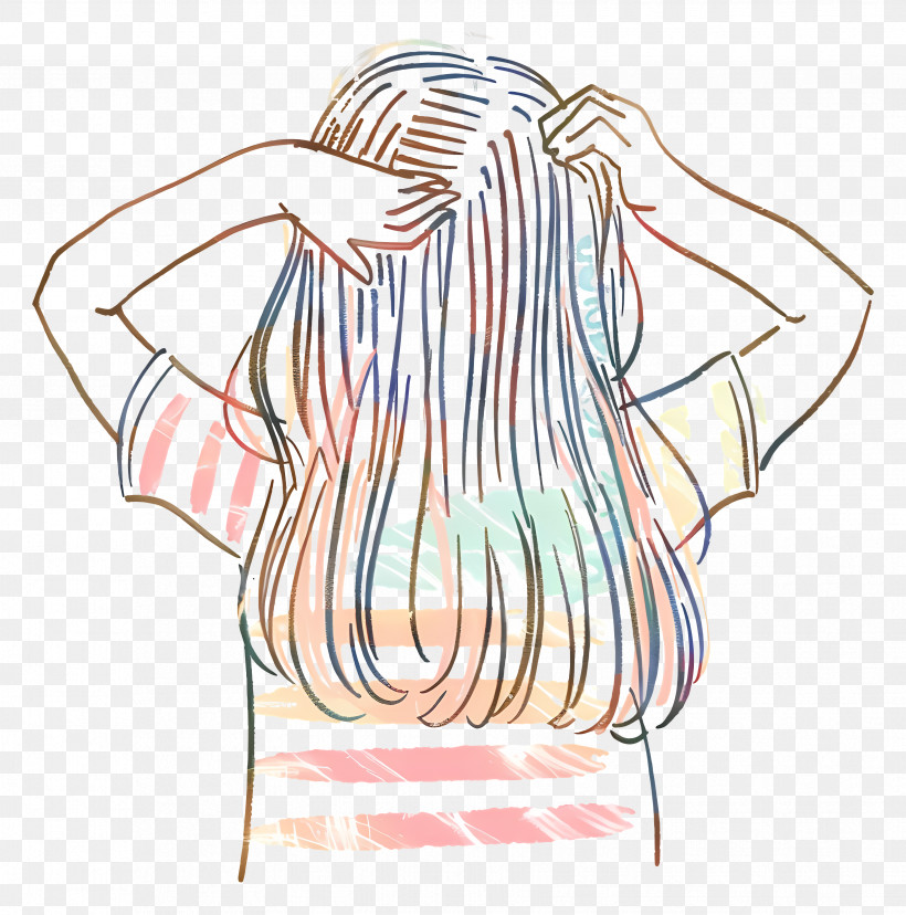 Girl With Long Hair - Girl With Long Hair From Back View, PNG ...