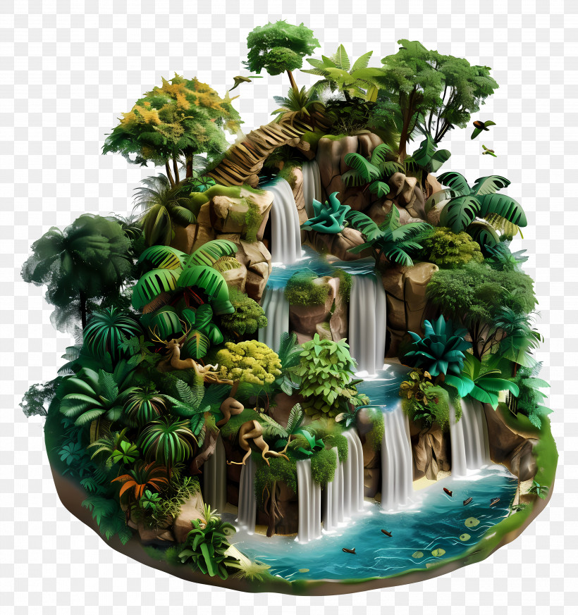 Amazon Rainforest - Lush Waterfall In Tropical Forest, PNG, 3828x4080px ...