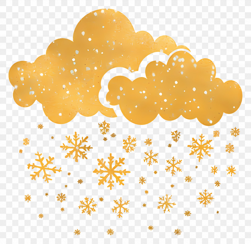Gold Glitter Cloud - Golden Cloud With Falling Snowflakes Design, PNG ...