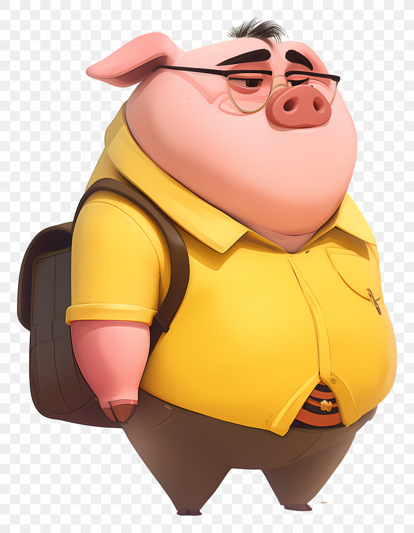 Cartoon Pig Delivery - Pig Character In Yellow Shirt, PNG, 3016x3888px ...