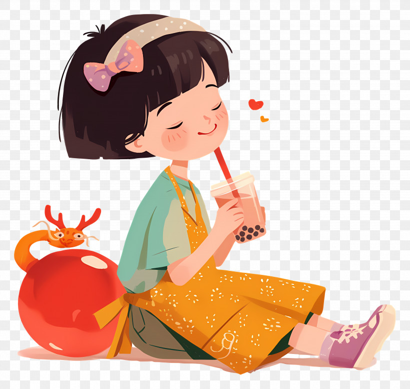 Girl Drinking Bubble Tea - Girl Enjoying Bubble Tea, PNG, 3604x3416px ...