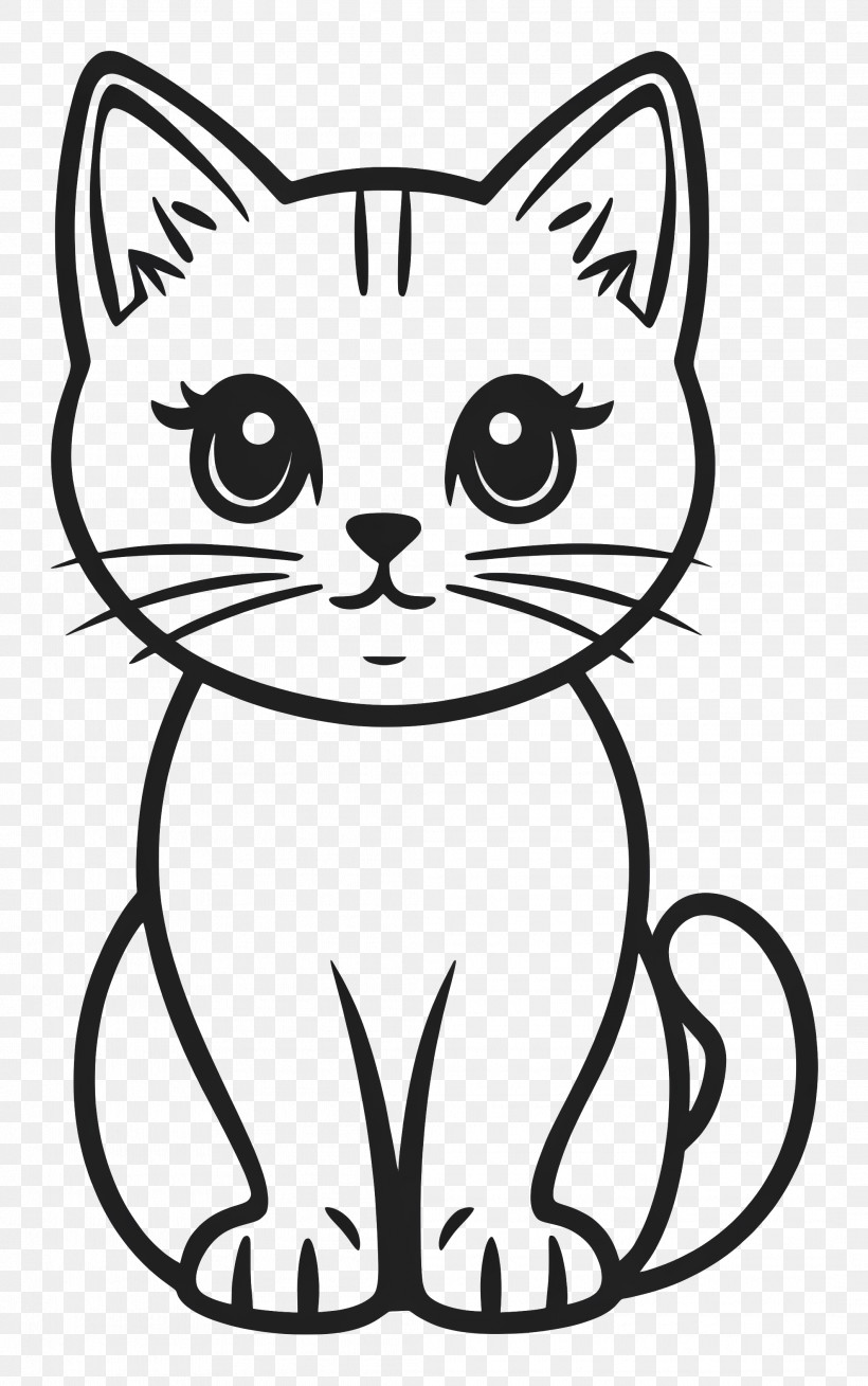 Outline Cat - Cute Cat Line Drawing Illustration, PNG, 2124x3392px ...