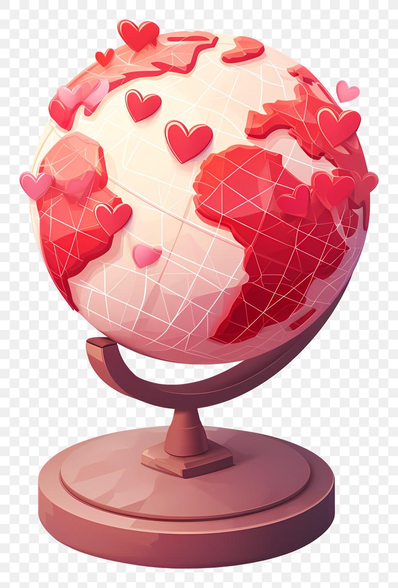 Valentine Loveglobe - World Globe With Red Hearts Design, PNG, 2548x3768px, Valentine Loveglobe ...