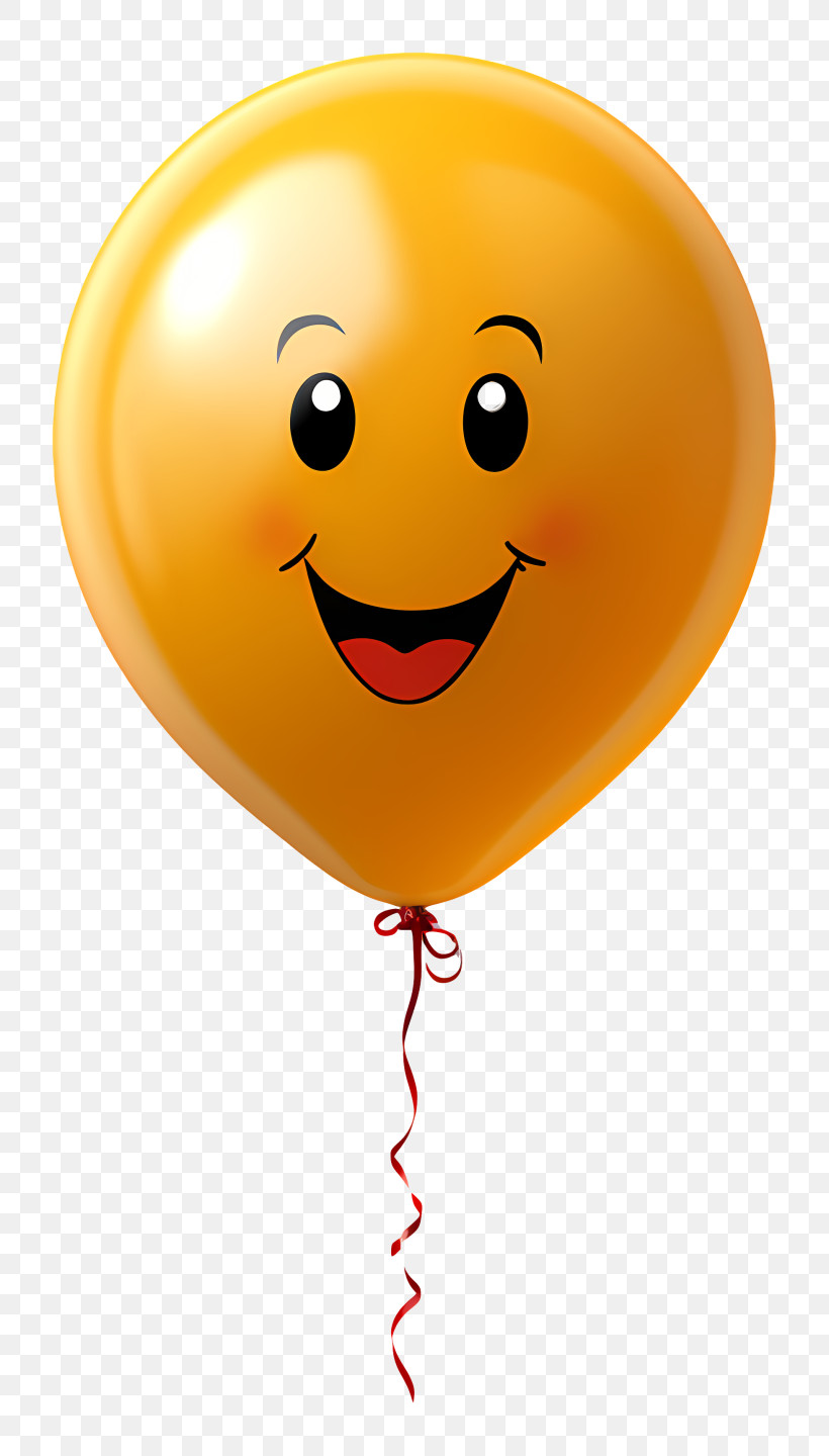 Yellow Balloon - Orange Cartoon Balloon With Smiling Face, PNG ...