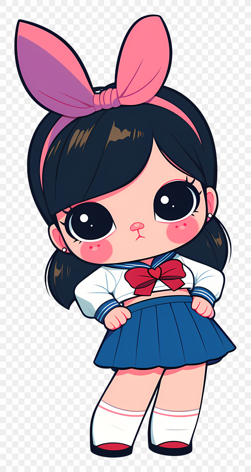 Lol Doll Fanime - Cartoon Girl With Pink Bow And Uniform, PNG ...