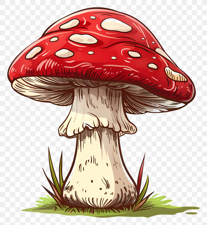 Mushroom - Red Mushroom With White Spots, PNG, 3508x3816px, Mushroom ...