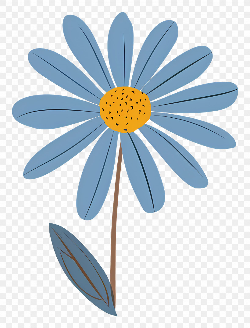 Blue Daisy - Blue Daisy Flower In Botanical Style, PNG, 2596x3408px ...