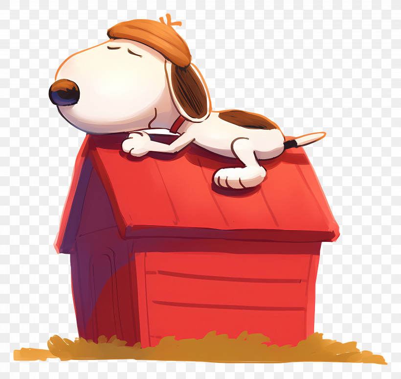 Snoopy Sleeping - Cartoon Dog Relaxing On Red House, PNG, 3708x3504px ...