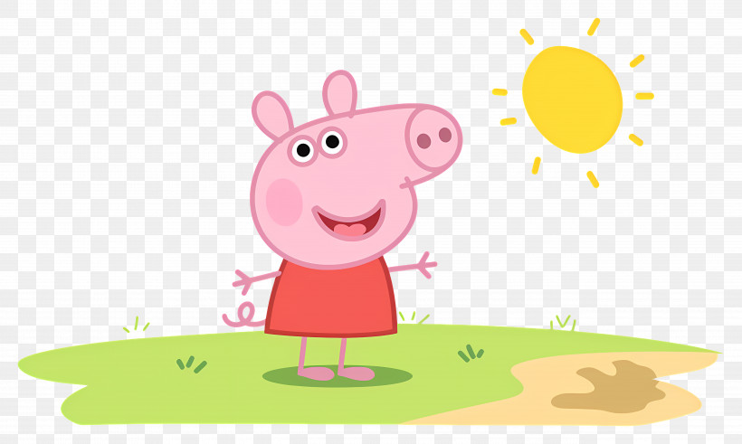 Peppa Pig - Cute Cartoon Pig Character On A Sunny Day, PNG, 5180x3108px ...