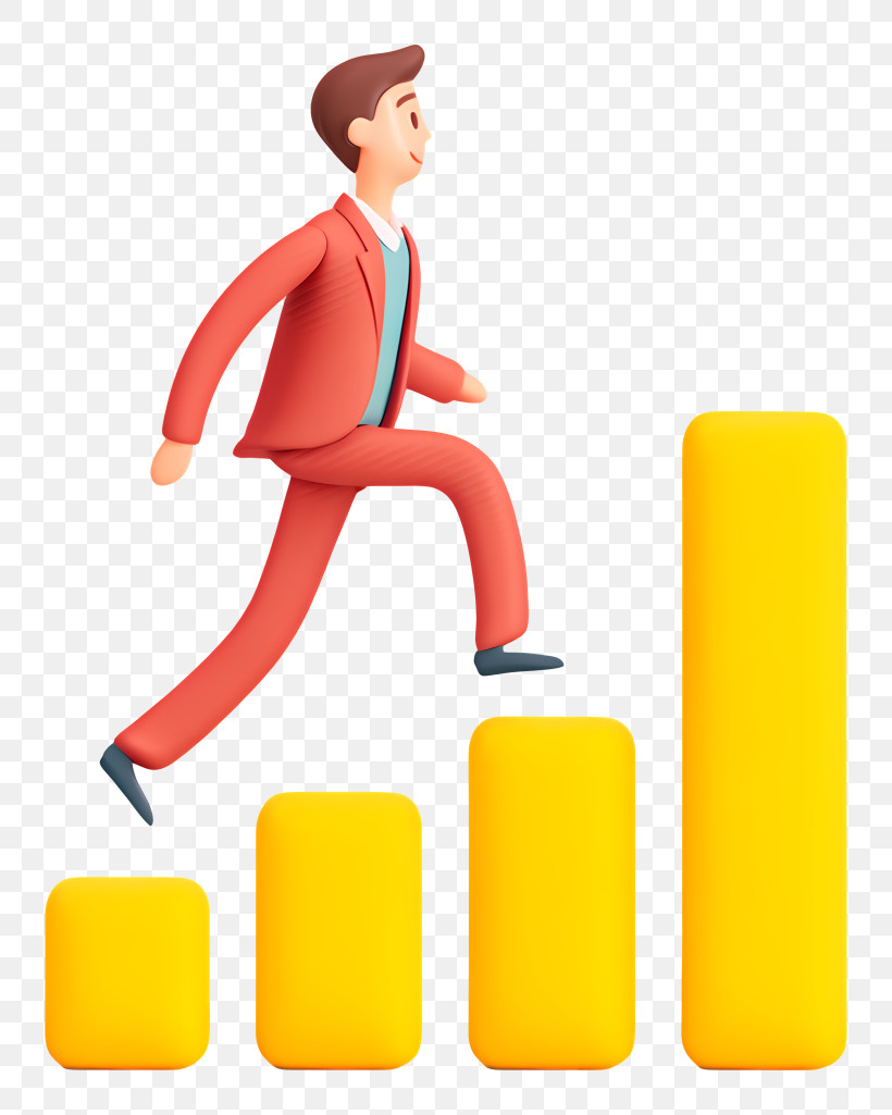 Businessman Pushing Business Growth - Man Climbing Bar Graph For ...