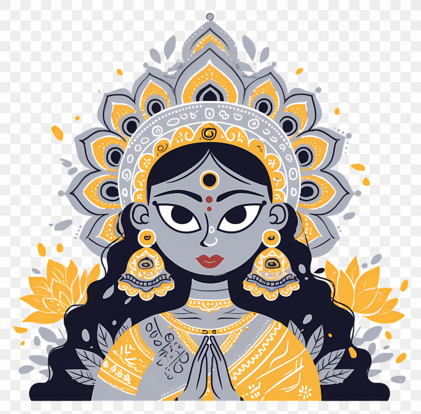 Navratri - Intricate Goddess Illustration For Festive Art, PNG ...