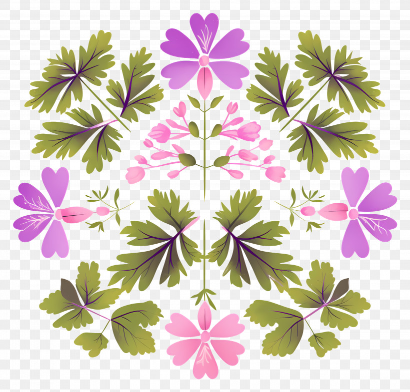 Pink Geranium Flowers - Colorful Floral Pattern Design, PNG ...